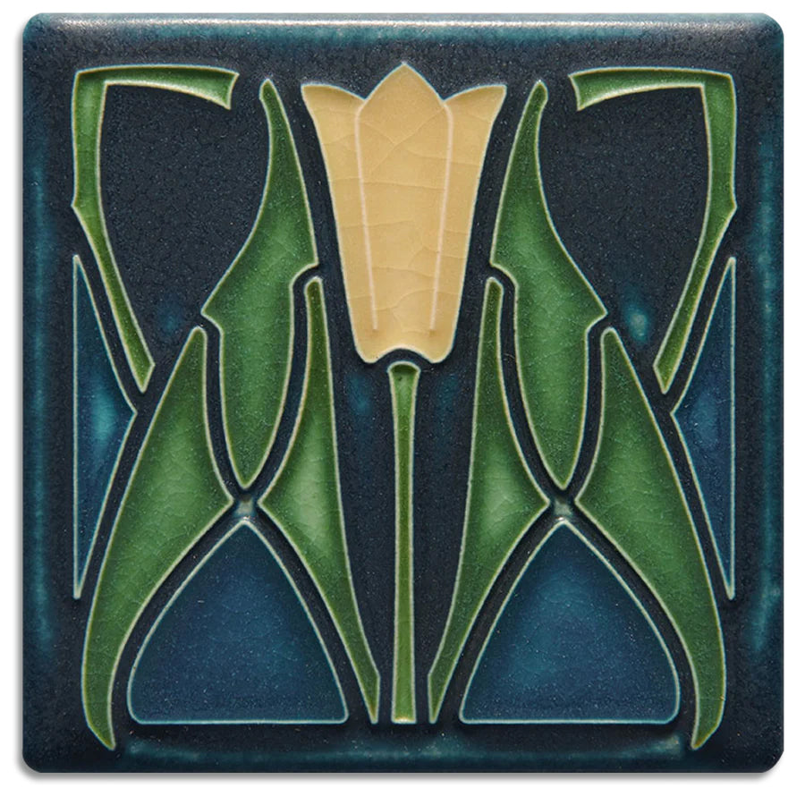 LOTUS FLOWER INDIGO — 4 X 4 TILE – The Huntington Store